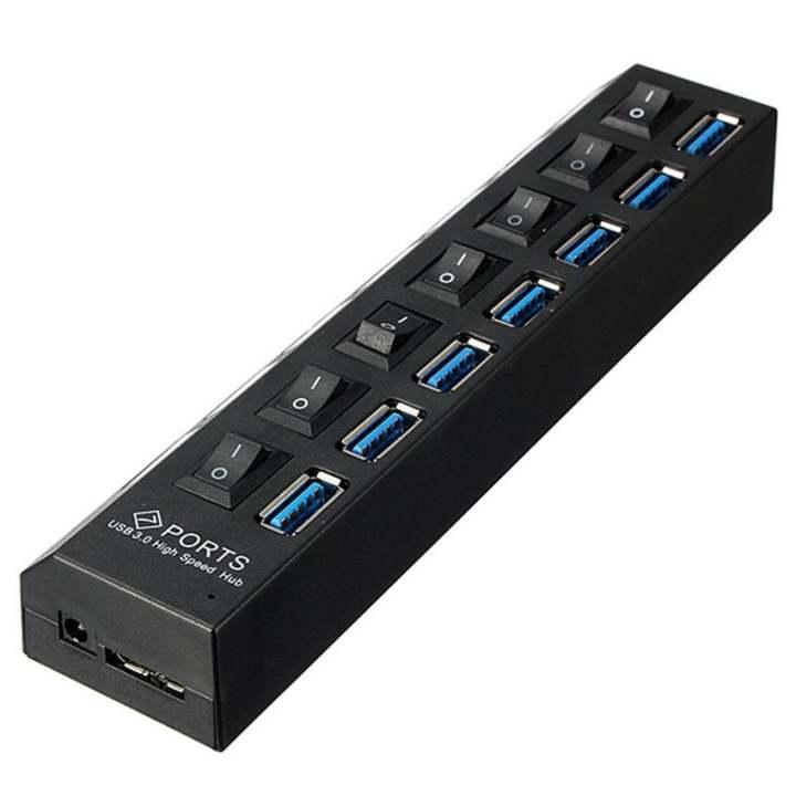 Hot USB 3.0 Hub 7 Port 5Gbps High Super Speed Adapter Cable Switch For ...
