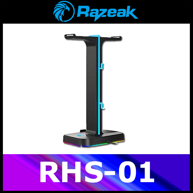 Razeak RHS-01 ขาตั้งหูฟังเกมมิ่ง RGB 2USB 2.0 Ports - RAZEAK - ThaiPick