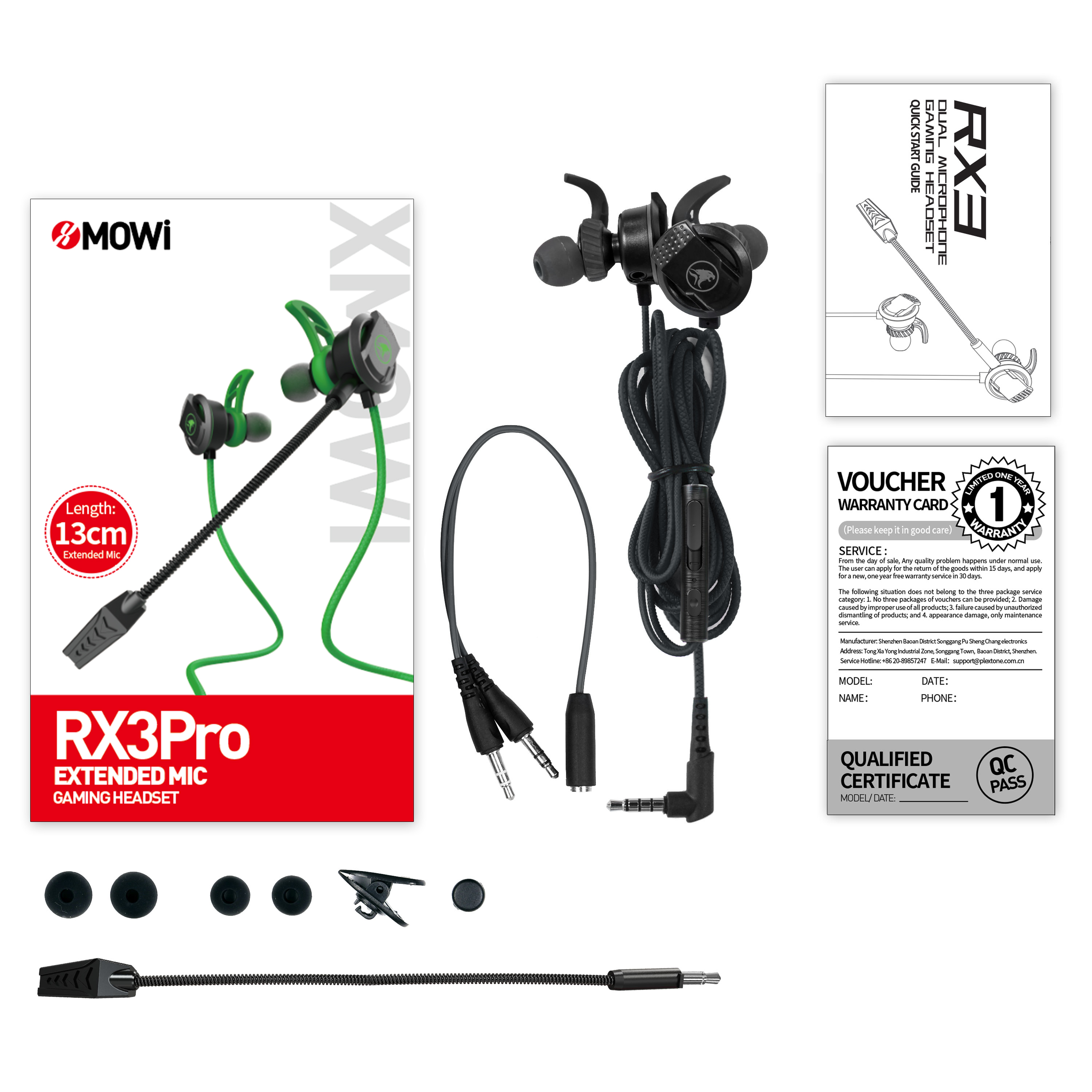 Plextone xMOWi RX3 Pro หูฟังเกมมิ่ง อินเอียร์ พร้อมไมโครโฟน ตัดเสียงรบกวน สําหรับ Ps5, Xbox ...