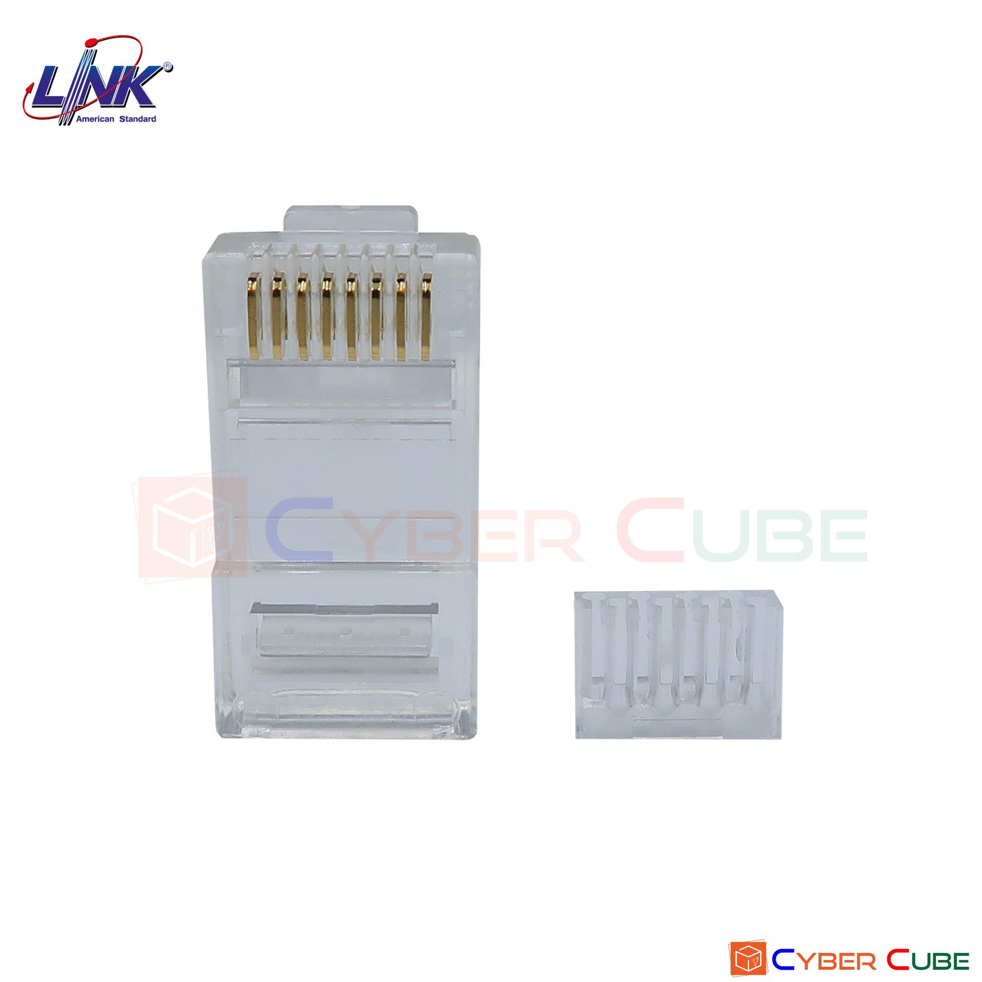 LINK US-1002 CAT 6 RJ45 PLUG (หัวแลนตัวผู้), 2 Layer with pre-insert bar 1 Pkg (10 pcs/Pkg ...