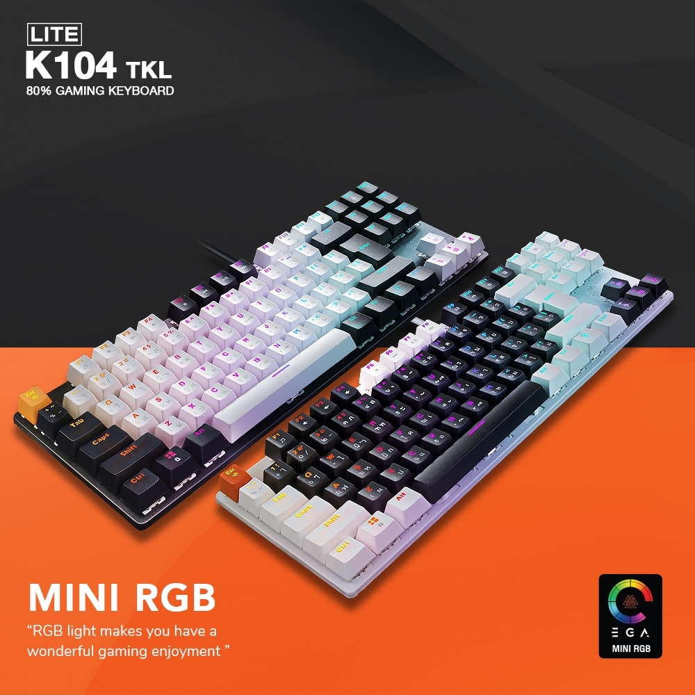 คีบอร์ด EGA Type K104 TKL 87Keys Lite Gaming Keyboard Mechanical คีบอร์ดแมคคานิคอล คีย์บอร์ดเกม ...