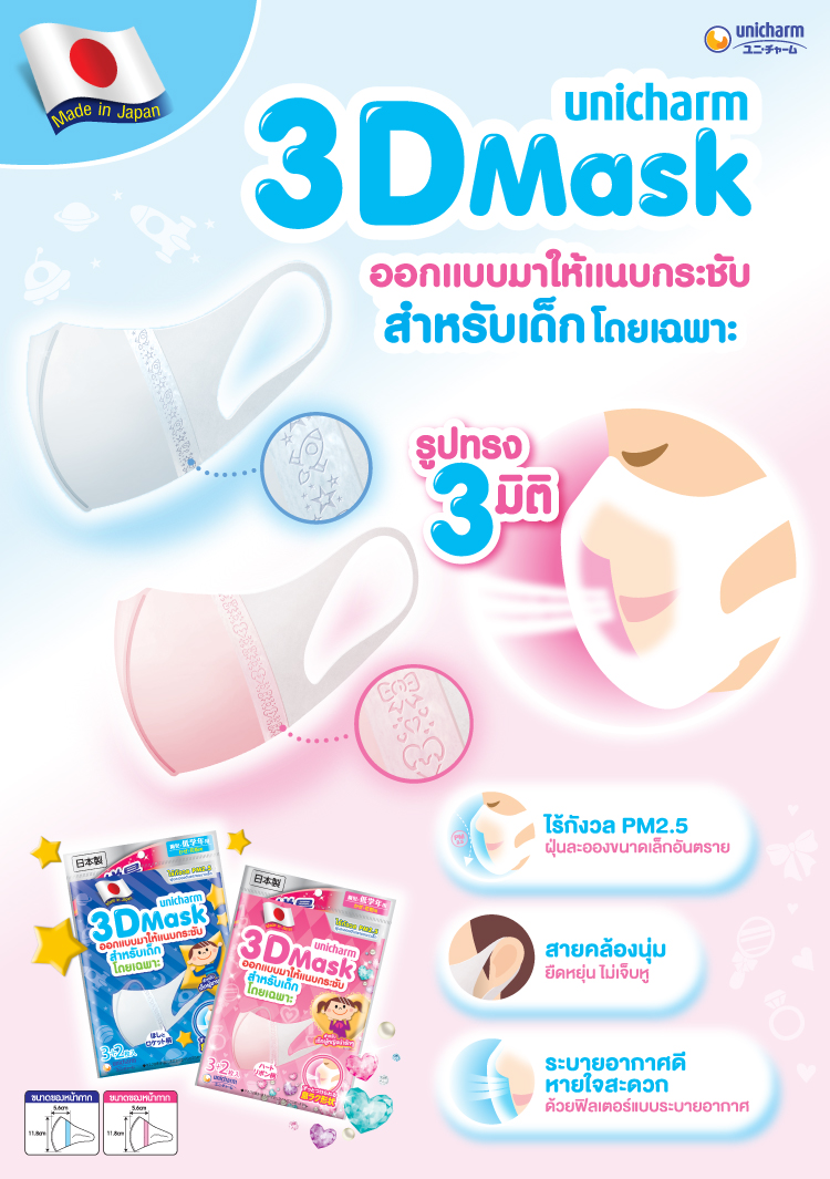 3D Mask ทรีดี หน้ากากอนามัยสำหรับเด็กผู้ชาย-5 ชิ้น4 แพ็ค 3D Mask Boys ...