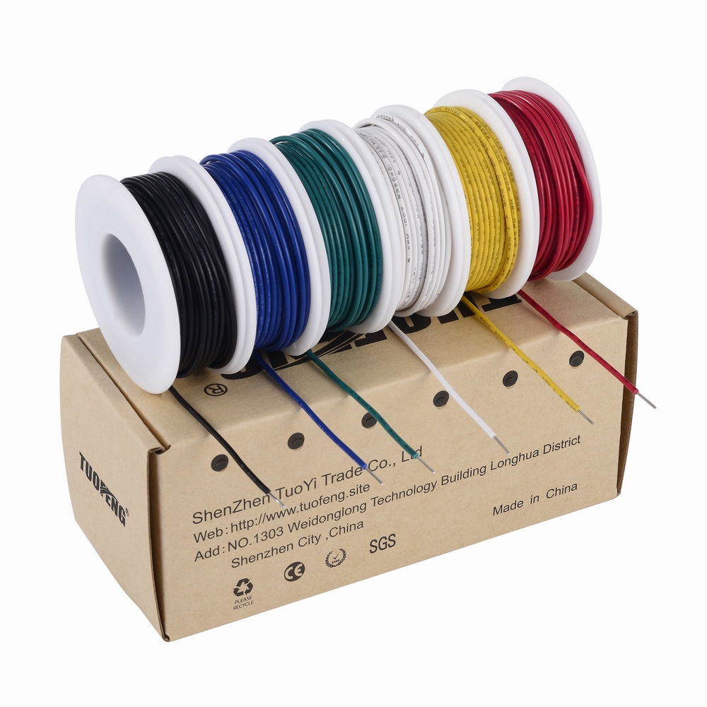 TUOFENG 22 awg Solid Wire-Solid Wire Kit-6 different colored 30 Feet ...