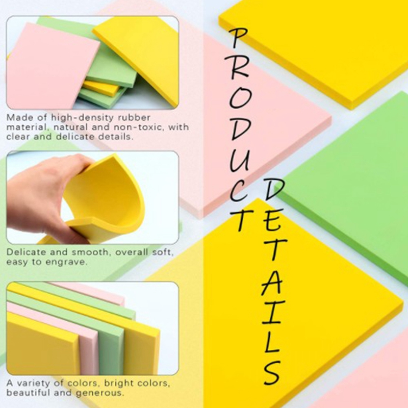 12Pcs Soft Rubber Carving Blocks Kit, Comes for Ink Paint Block ...
