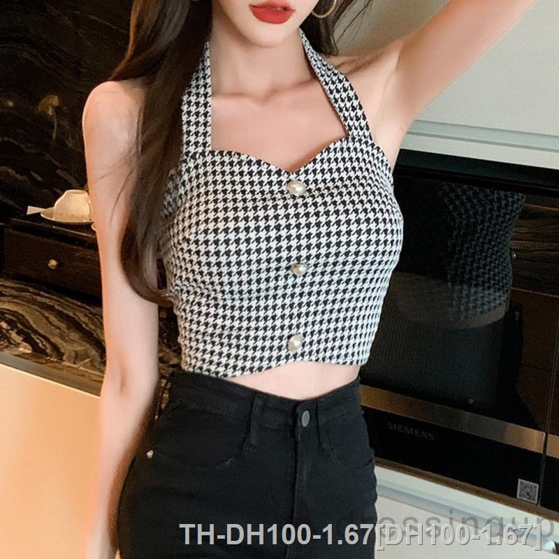 ∏ DH100-1.67 Dre- เสื้อแขนกุด คอวี แต่งกระดุม สําหรับผู้หญิง - jh77177 - ThaiPick