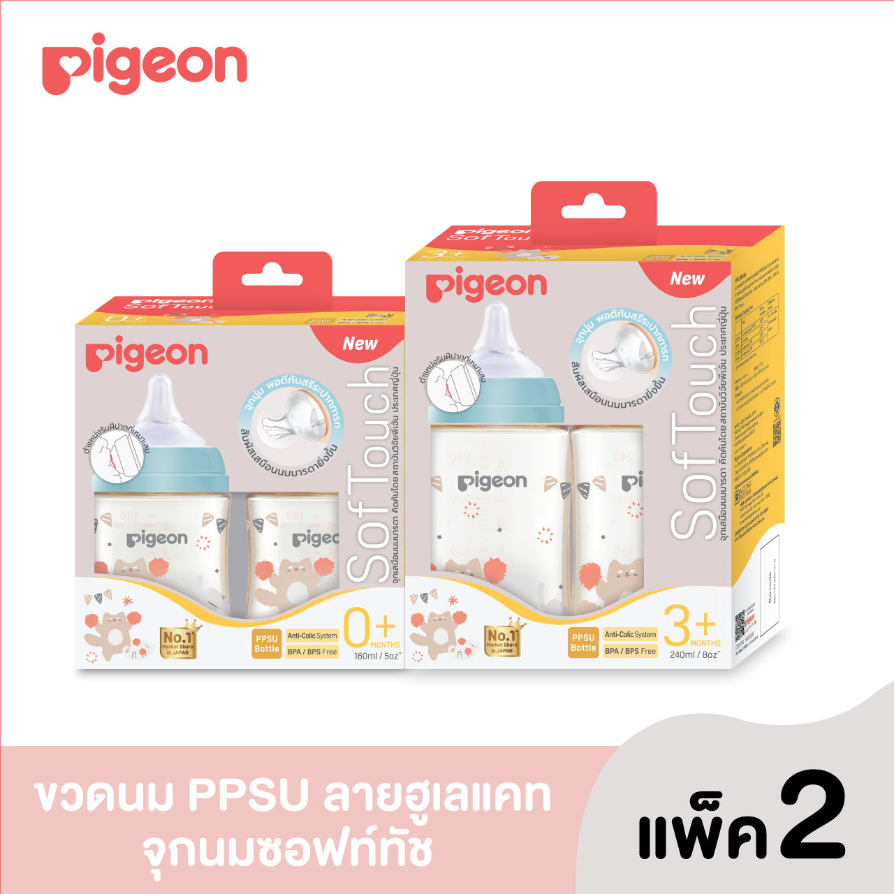 (รุ่นใหม่) Pigeon พีเจ้น ขวดนมPPSU WN3 มัมเลิฟ 5 8 ออนซ์. จุกซอฟท์ทัช ...
