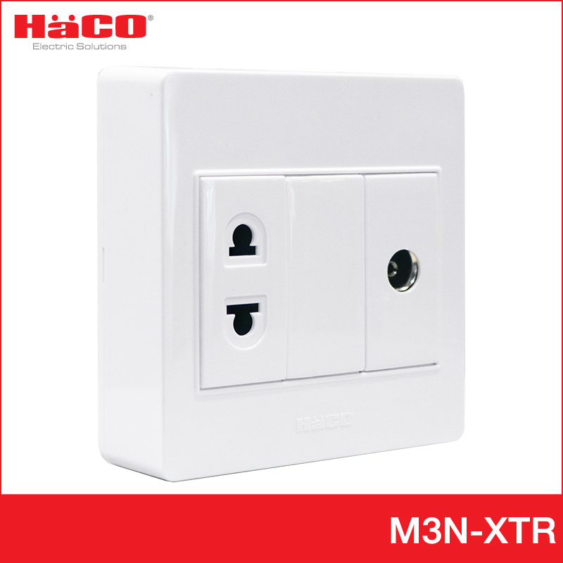 HACO เต้ารับโทรทัศน์ 75 โอห์ม 1 ช่อง เต้ารับ 2 ขา 1 ช่อง แบบลอย รุ่น ...