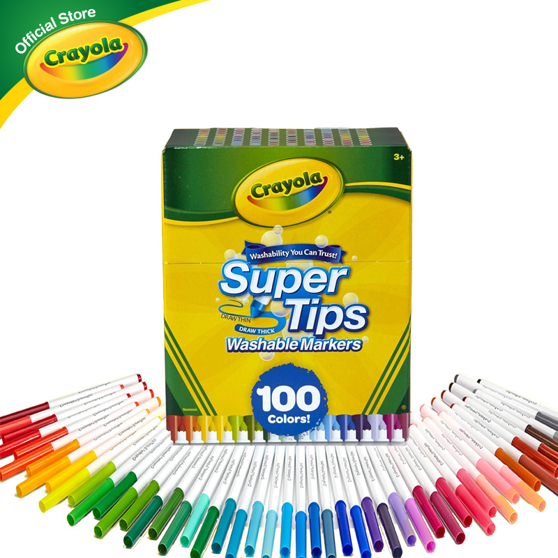 Crayola Supertips เครโยล่า สีเมจิกล้างออกได้ ซุปเปอร์ทิปส์ 100 สี ...