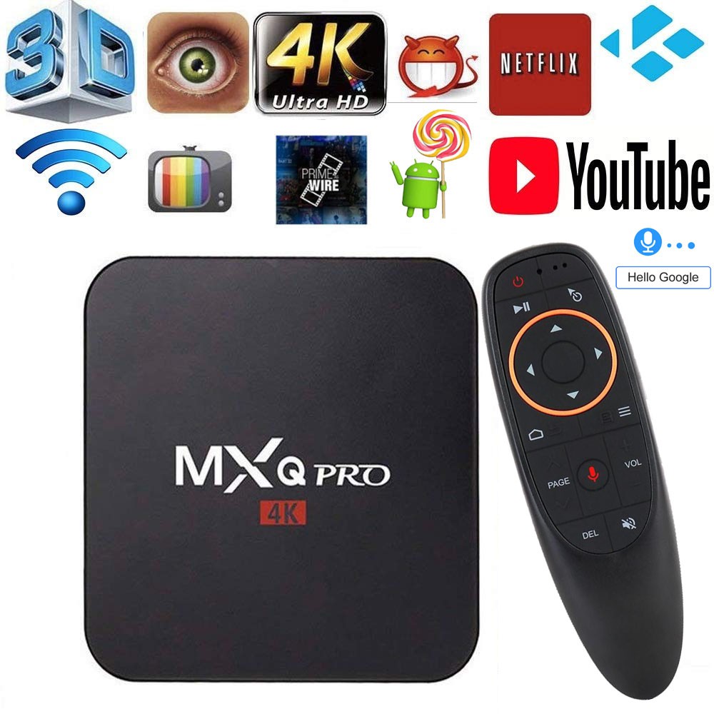 MXQ Pro 4k Android 10.1 TV Box RK3229 4G64G HD 3D 2.4G WiFi Google Play Youtube Media Player Set ...