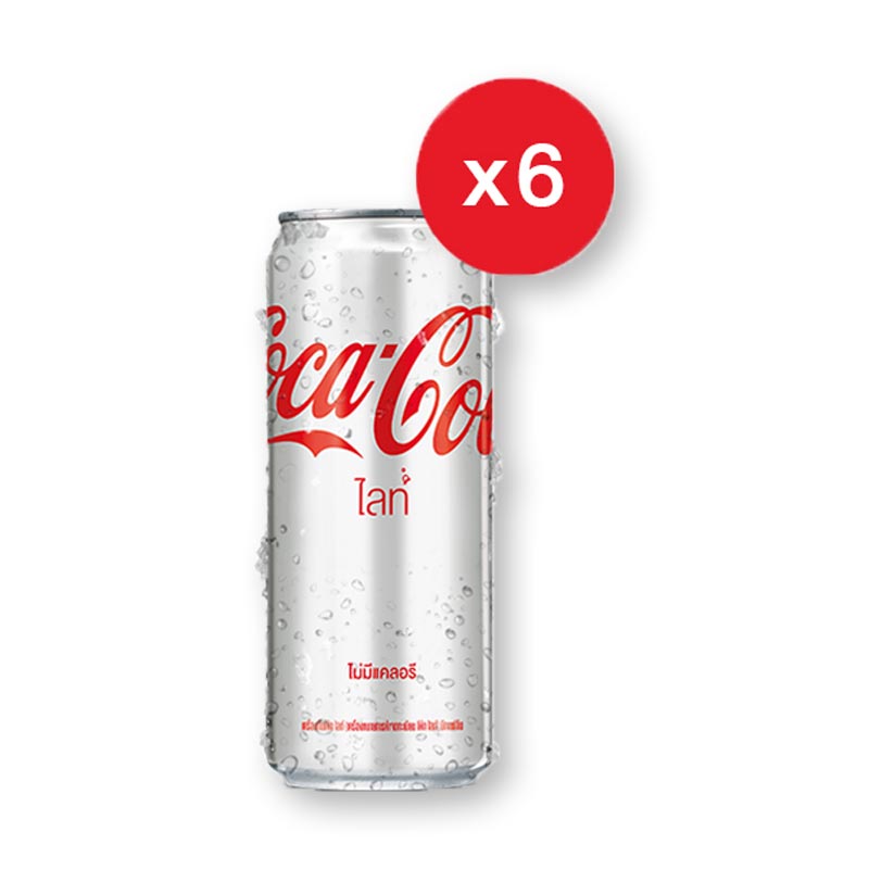 Coke Light Soft Drink 325 ml. Pack of 6 cans.โค้ก ไลท์ น้ำอัดลม 325 มล. ...