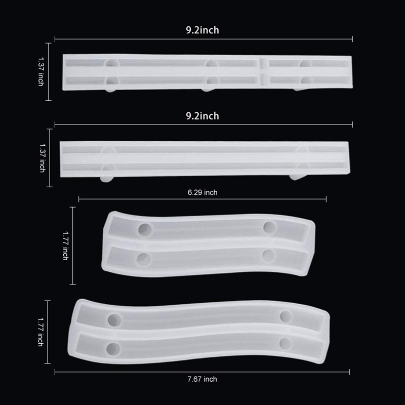 4 Set Tray Handle Resin Mold, Silicone Epoxy Casting Mold for DIY Cabinet Door Handles, Drawer ...