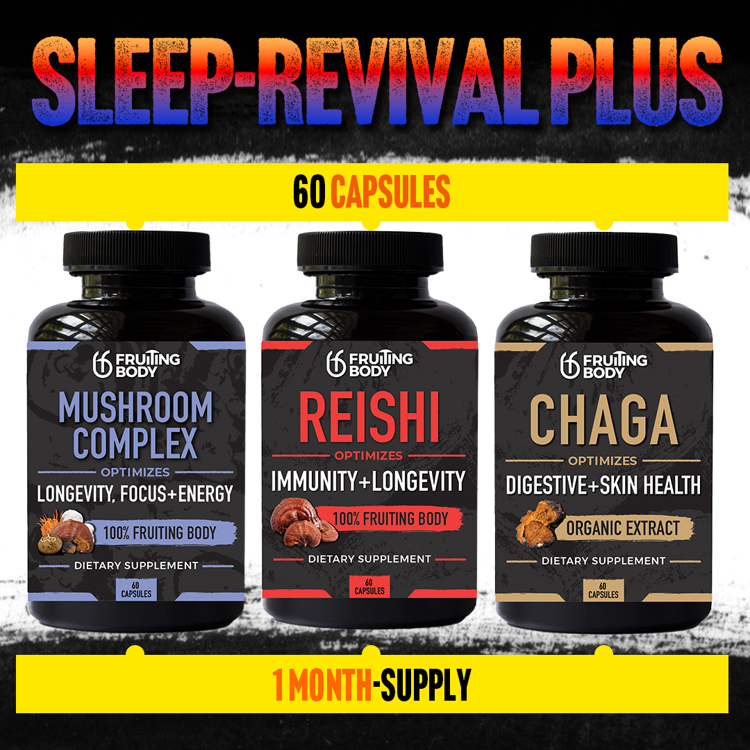 Mushroom Sleep-Revival Plus - Value Pack x3 Bottles - เห็ดชากา + เห็ดหลินจือ Reishi + Chaga ...