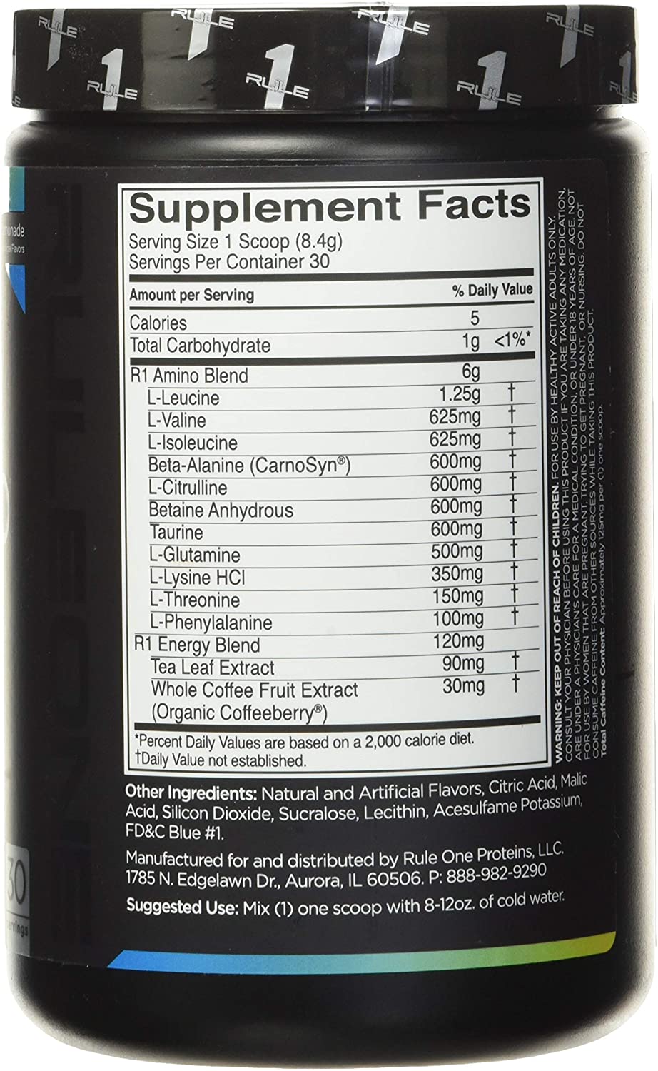 Rule One Proteins, R1 Pre Amino (30 Servings) Blue Razz Lemonade ...