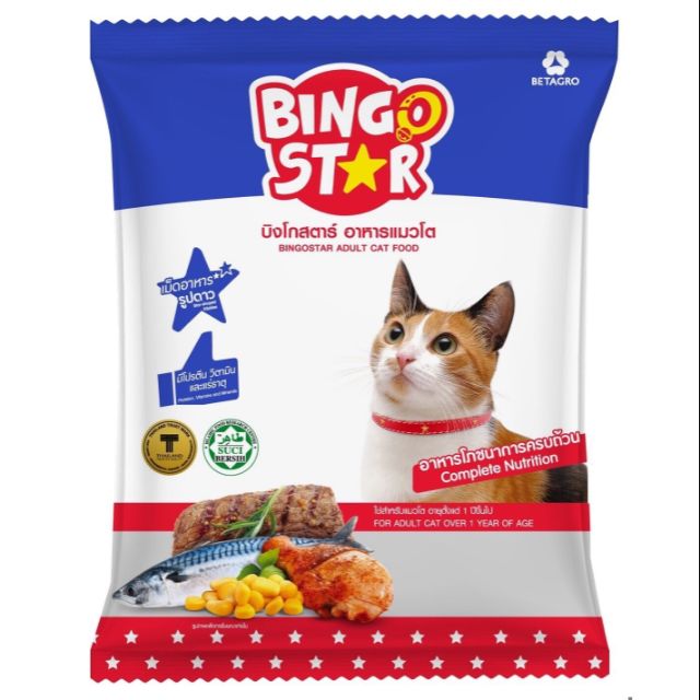 Bingo Star Original 1Kg. อาหารแมว รสออริจินอล บำรุงขน และขจัดก้อนขน ...