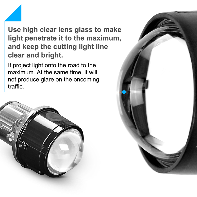 2 PCS Metal 2.5 inch Bi-Xenon HID Auto Car-Styling Fog Light Projector Lens HiLo Universal Car ...