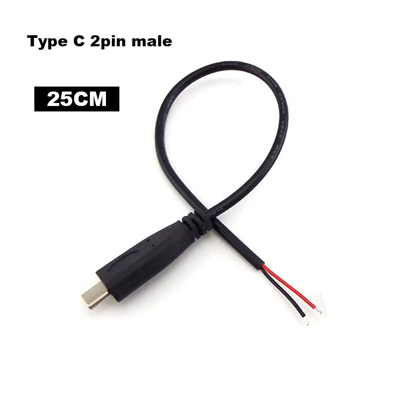 2-pin 4-pin wire Line Micro USB diy 2.0 Male to Female Type-C c Charger ...