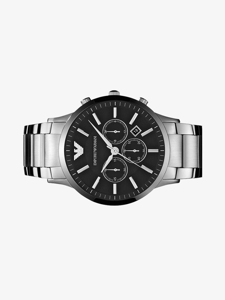 Emporio Armani นาฬิกาข้อมือผู้ชาย Sportivo Chronograph Black Dial Steel ...