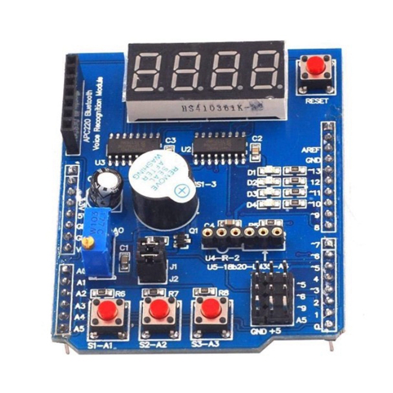 Multi Function Shield with Buzzer LM35 4 Digit Digital LED Expansion Board Module for Arduino R3 ...