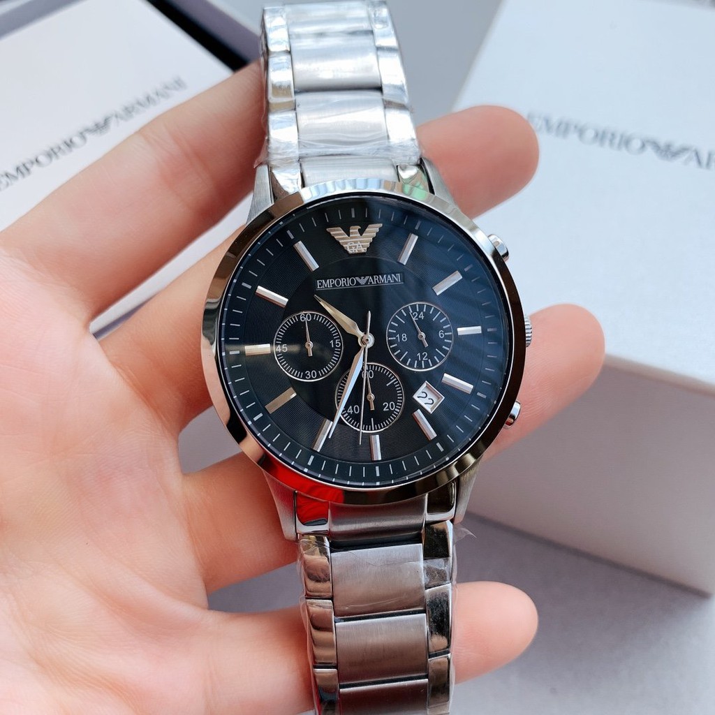 Emporio Armani Classic Chronograph Black Dial Silver, 41% OFF