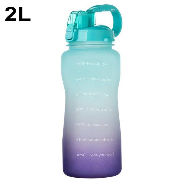 Gallon Sport Water Bottle 3.8/2L Large Capacity Tritan BPA Free Outdoor Motivational With Time ...