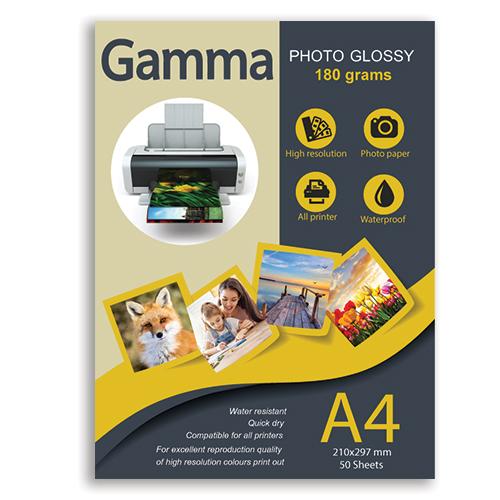 กระดาษปริ้นรูปชนิดเงาเคลือบน้ำยา Gamma Photo Glossy Paper PG180 ขนาด A4 ...