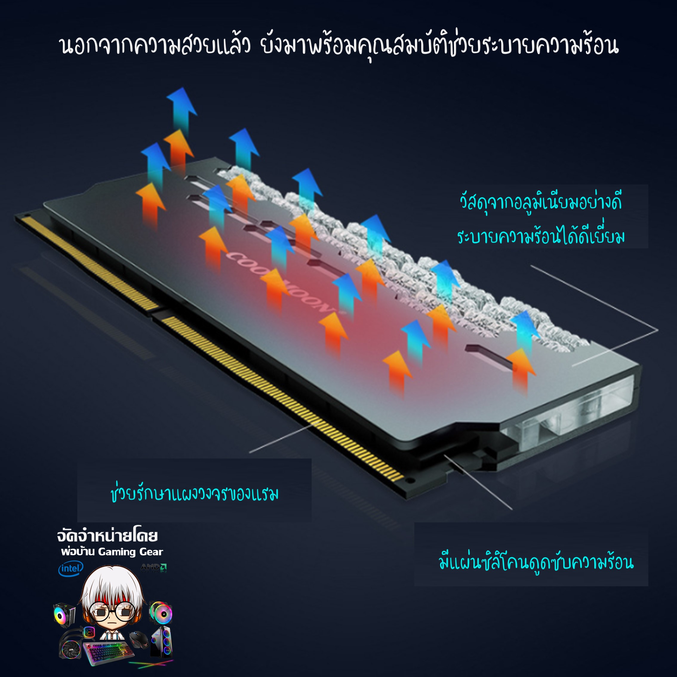 Heat Sink Ram Crystal RGB ฮีทซิงค์แรมRGB กล่องคอนโทรลและรีโมท ระบายความ ...