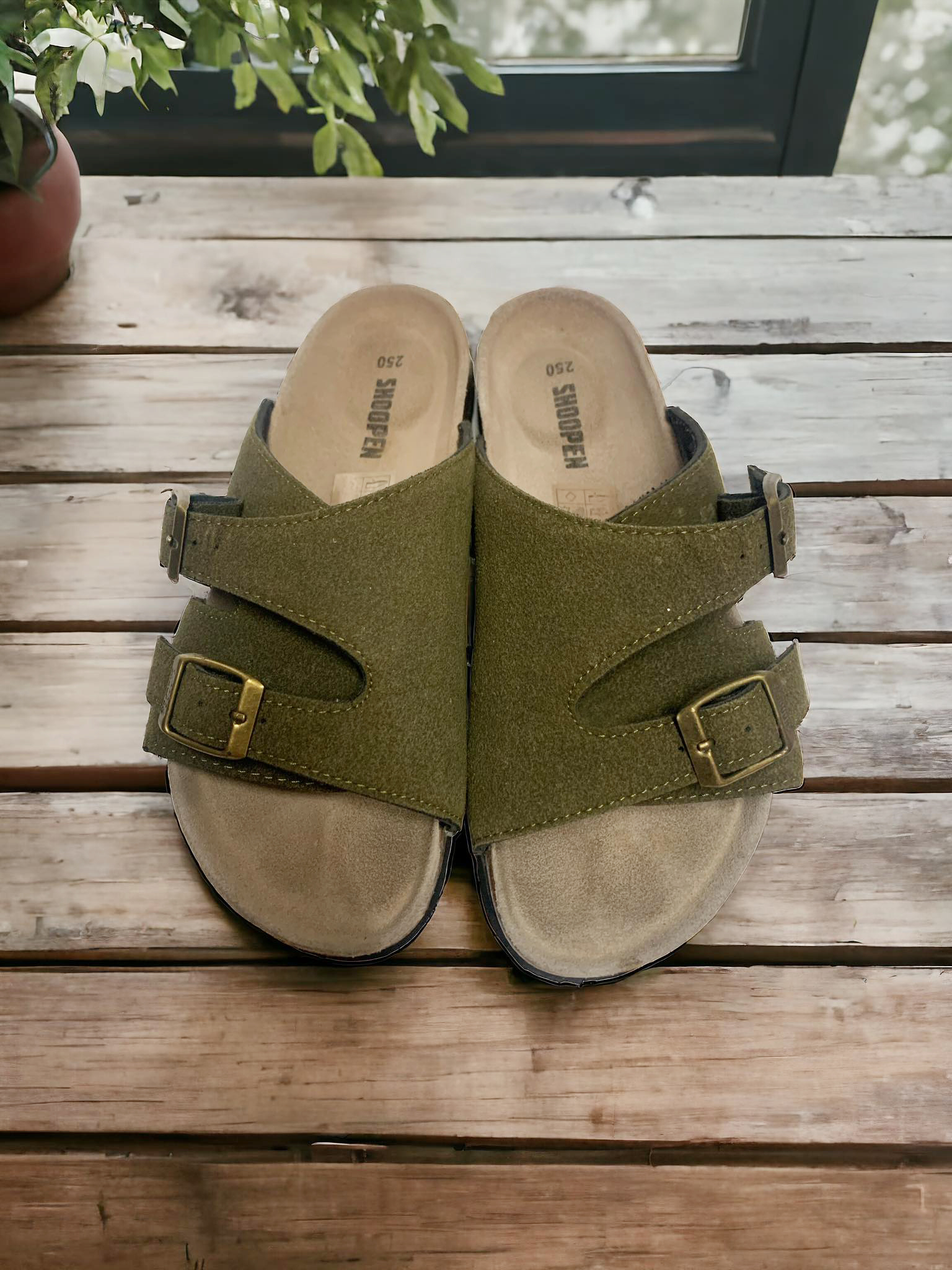 รองเท้าแตะหนัง ยี่ห้อ shoopen มือสองของแท้ 100% Made in korea ขนาด 250 ...