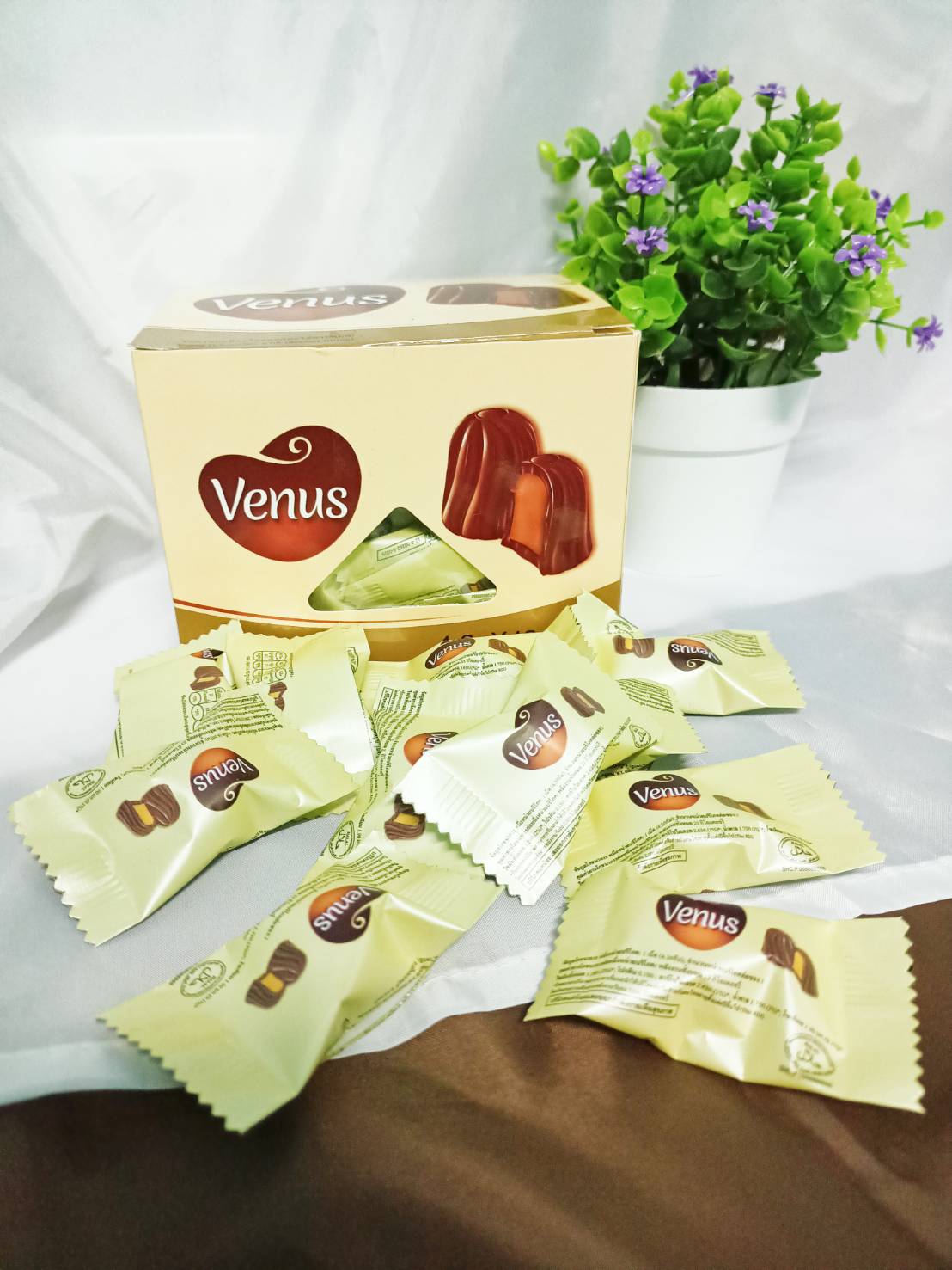 ช็อคโกแลต สอดไส้คาราเมล วีนัส 1กล่อง บรรจุ 48 เม็ด Venus Chocolate with ...