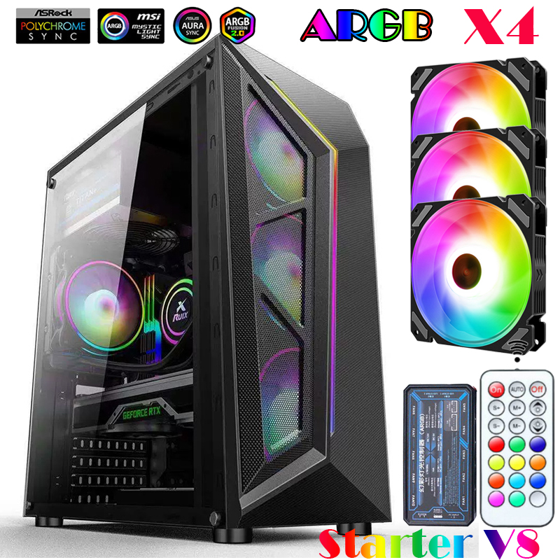 EVESKY แล่นเรือ V8 Desktop Enclosure เต็มด้านเกมผ่านเดสก์ทอปกรณี ATX ...