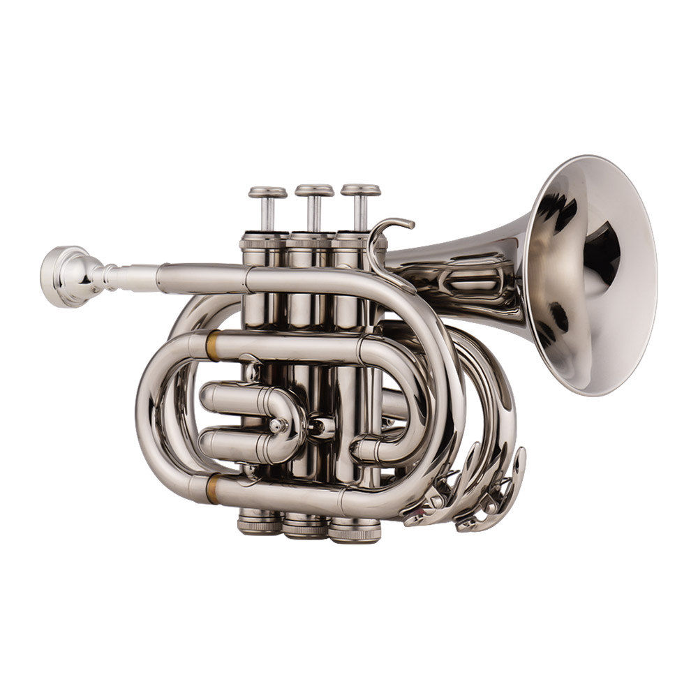 Mini Pocket Trumpet Bb Flat Brass Material Wind Instrument with ...