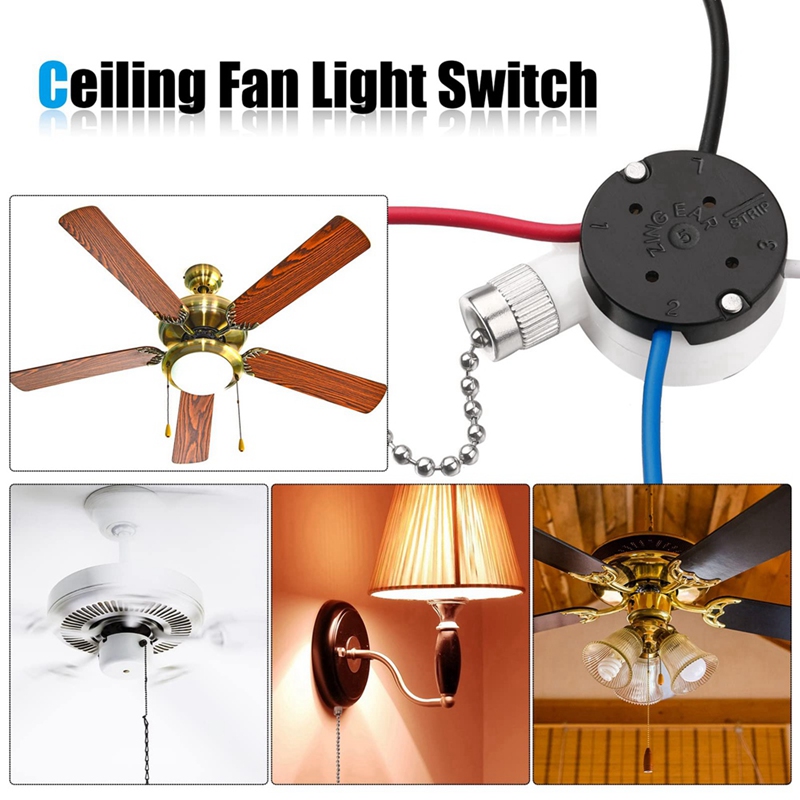 3 Pcs Ze-208S E89885 3 Speed 4 Wire Pull Chain Switch Ceiling Fan Light Switch Replacement Part ...