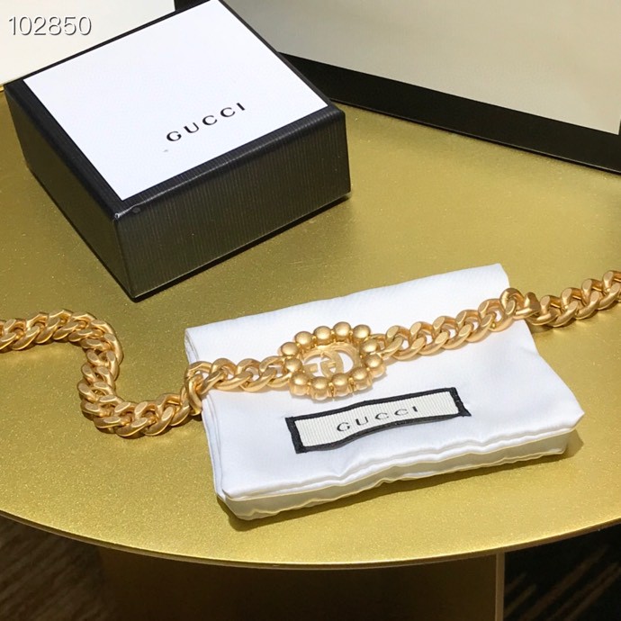 Double G สร้อยคอสร้อยคอ Pearl Hollow GG Letter โลโก้สร้อยคอคลาสสิกหนา ...