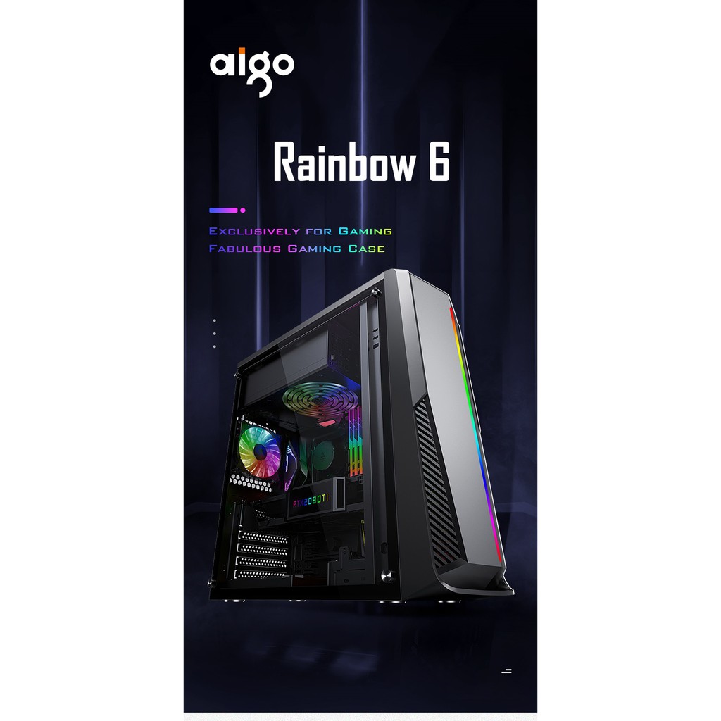💥HOT Product💥เคสคอมพิวเตอร์ AIGO RAINBOW6 (BLACK) | Lazada.co.th