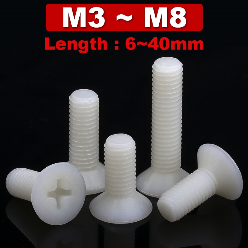 Nylon Screw Bolt Plastic Flat Head M3 Plastic Countersunk Screws - M3 ...