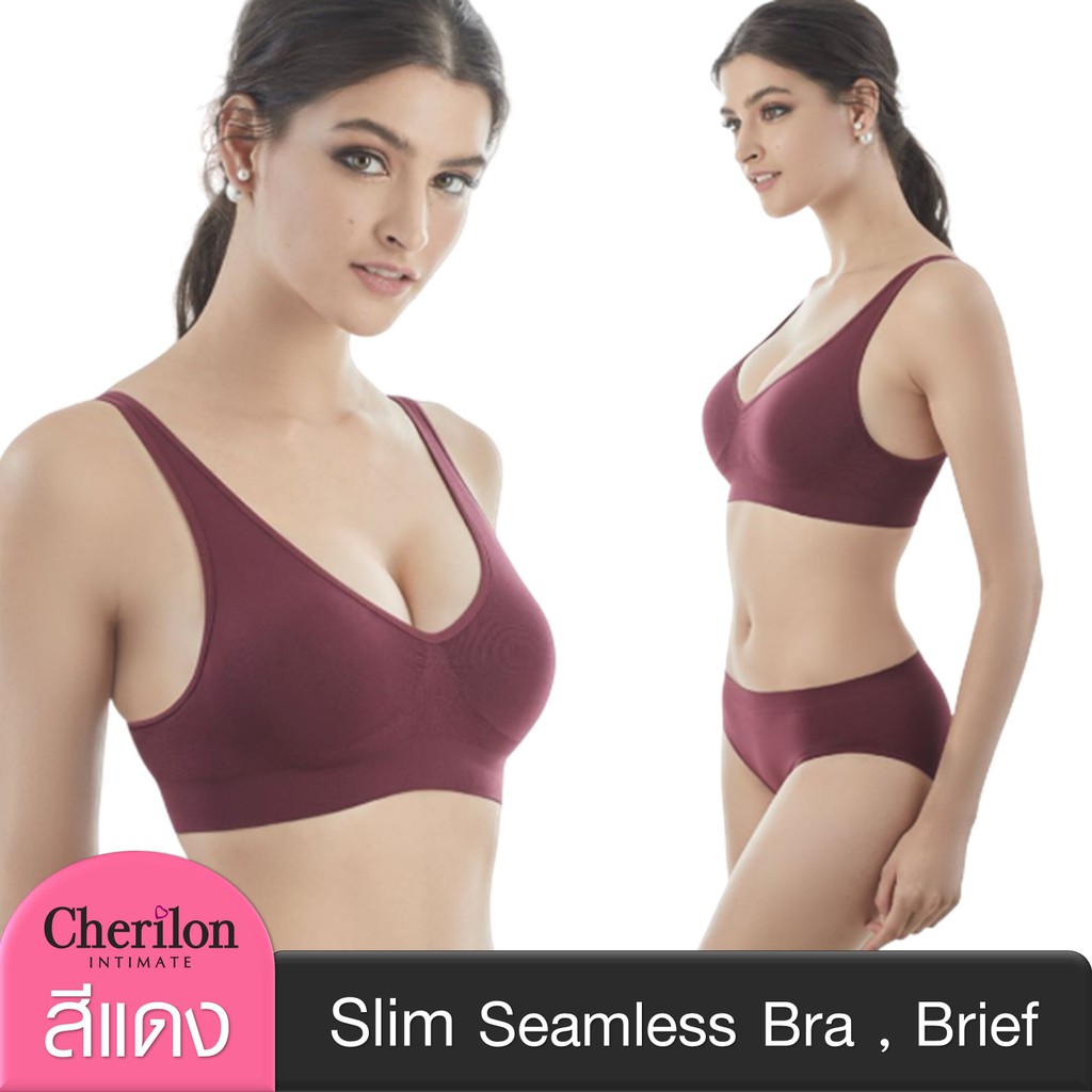 Cherilon Slim Bra เชอรีล่อน ชุดชั้นใน เสื้อใน กางเกงใน ไร้ตะเข็บ สีแดง (ขายแยกชิ้น) NIC-TSBRA7 ...