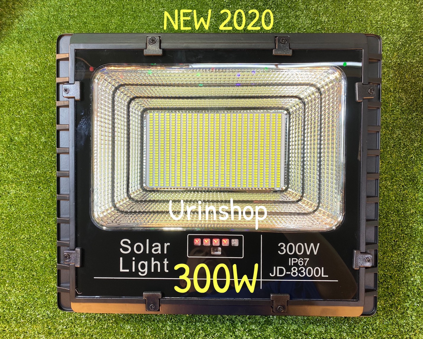 ไฟโซล่าเซลล์ 300W L แสงสีขาว (Day light) JD-8300L รุ่นใหม่เพิ่มแถบสถานะ ...