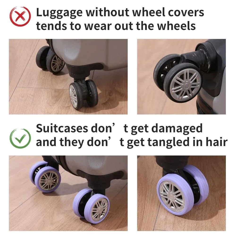 TOOLIIX 48Pcs Luggage Wheels Covers Anti-wear Silicone Wheels Suitcase ...