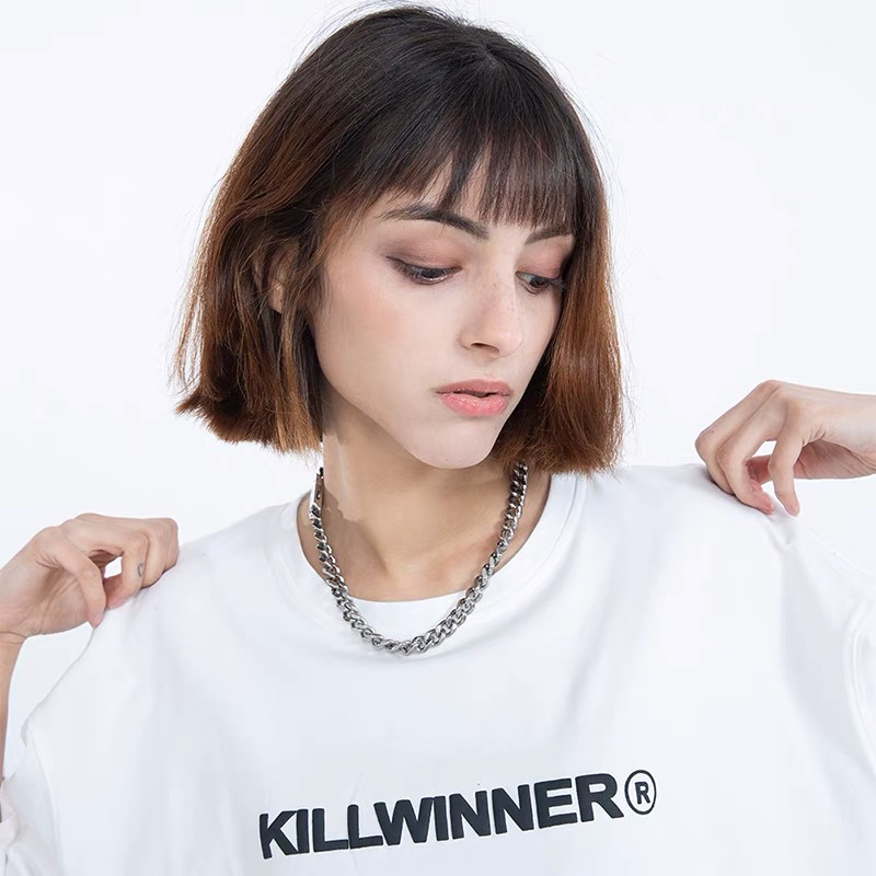 Killwinner Back to the Future Double Row Foundation Cuban Necklace popular logo Accessories INS ...