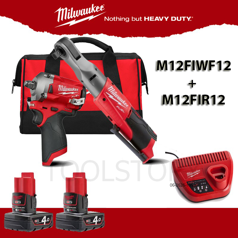 Milwaukee M12 FIWF+FIR (Include: M12FIWF M12FIR12 แบต4Ahx2ก้อน แท่น ...