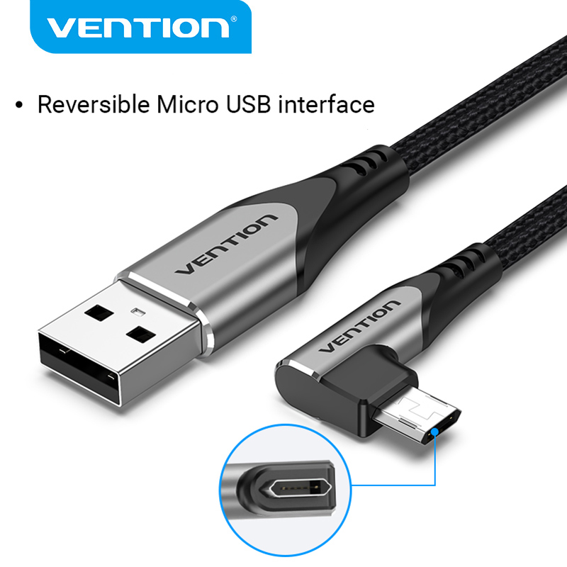 【COD】Vention Micro USB Cable 3A Right Angled Elbow Fast Charge Data ...