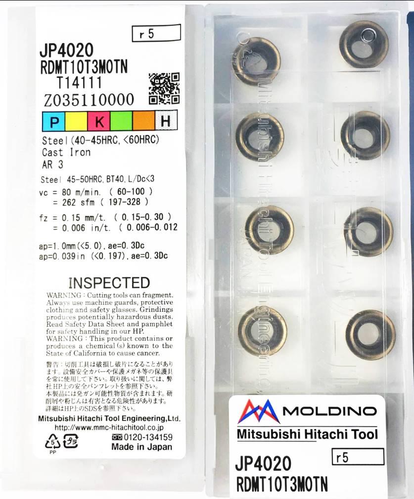 เม็ดมีด Inserts HITACHI - MOLDINO RDMT10T3M0TN JP4020 - FK Tooling ...