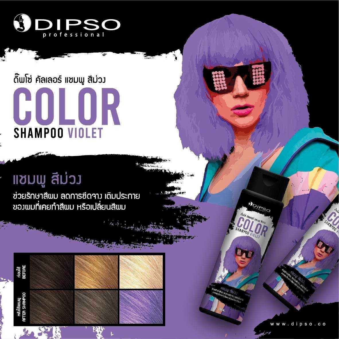 Dipso Color Shampoo ดิ๊พโซ่ คัลเลอร์ แชมพู ล็อคสีผม รักษาสีผม ลดการซีด ...