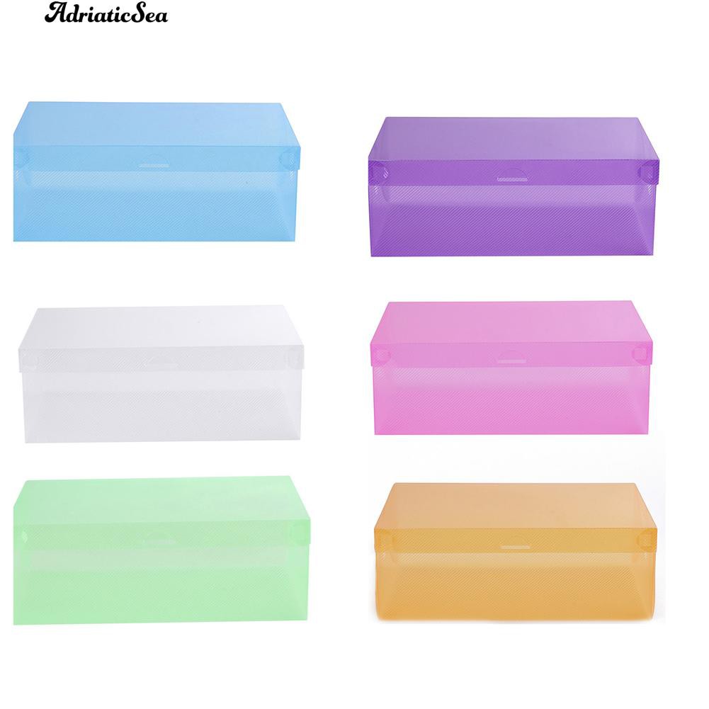 ♥→Candy Color Clear Plastic Shoebox Stackable Shoes Storage Box Drawer ...