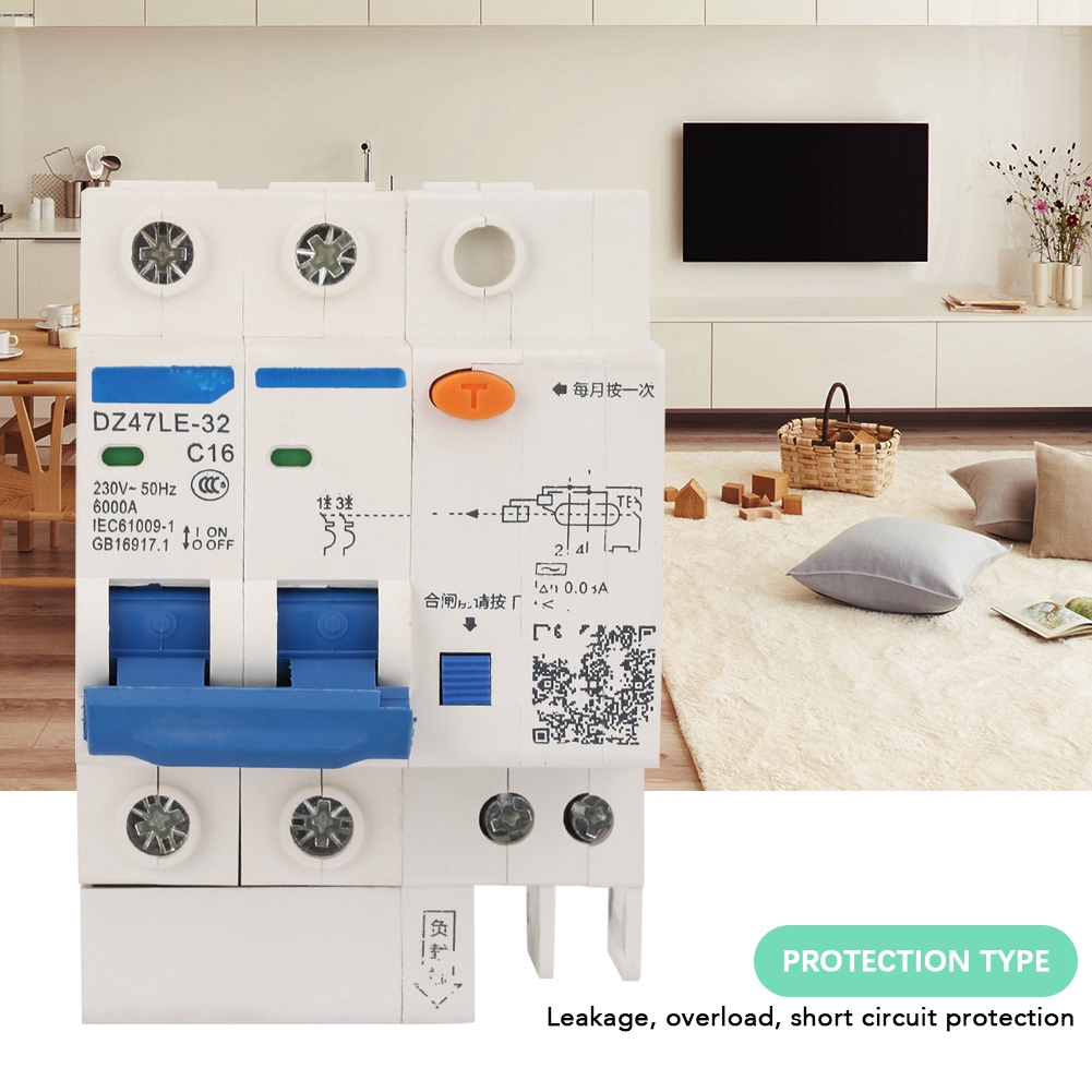 【I Camera Store】[โปรโมชั่นแฟลช] DZ47LE-32 ป้องกันการรั่วไหล Current Circuit Breaker 2P + 2 C16 ...