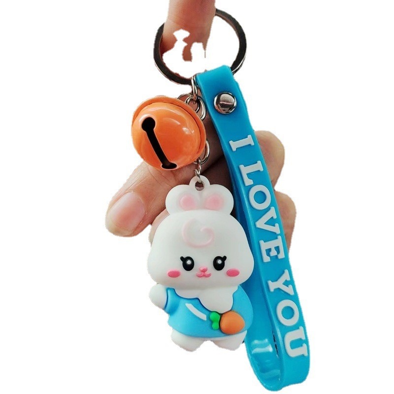 Cute cartoon carrot rabbit rabbit pendant with bells doll car keys ...
