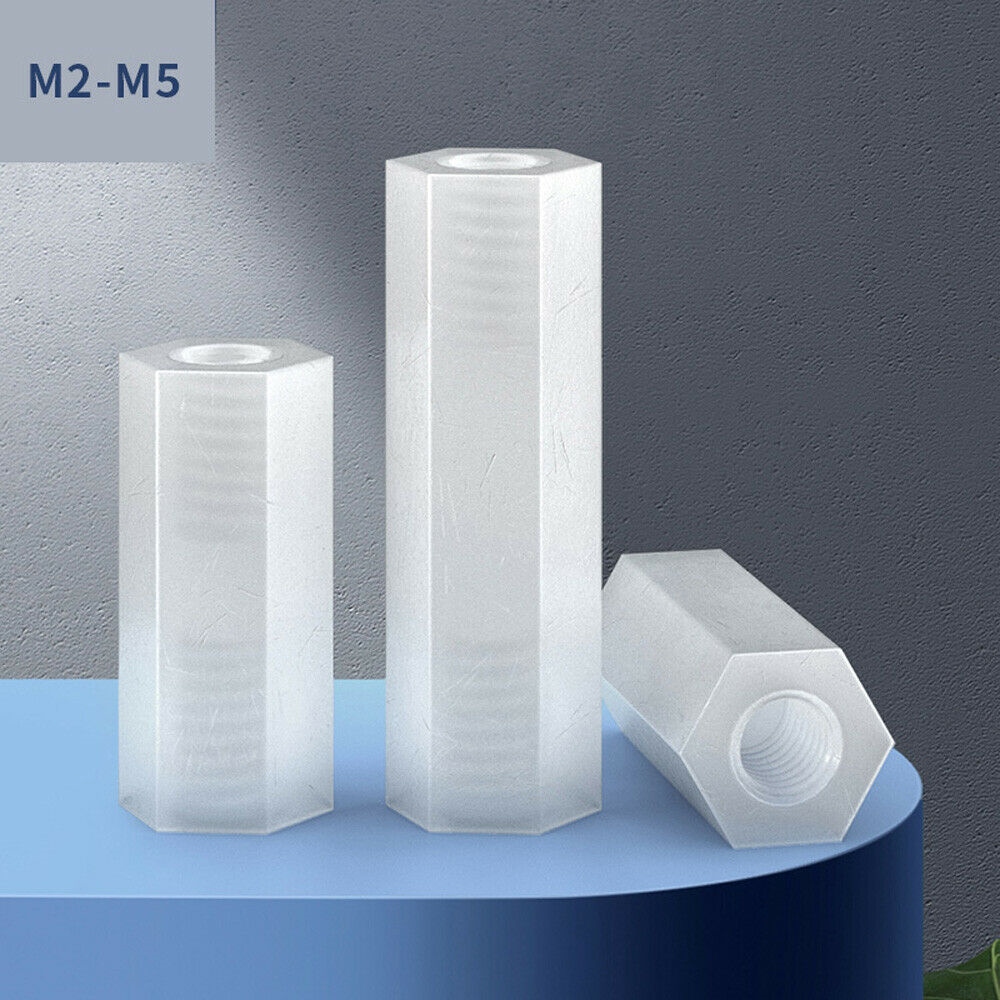 M2 M2.5 M3 M4 Nylon Female Thread Rod Length 5mm 45mm Bar Studs Hexagon ...