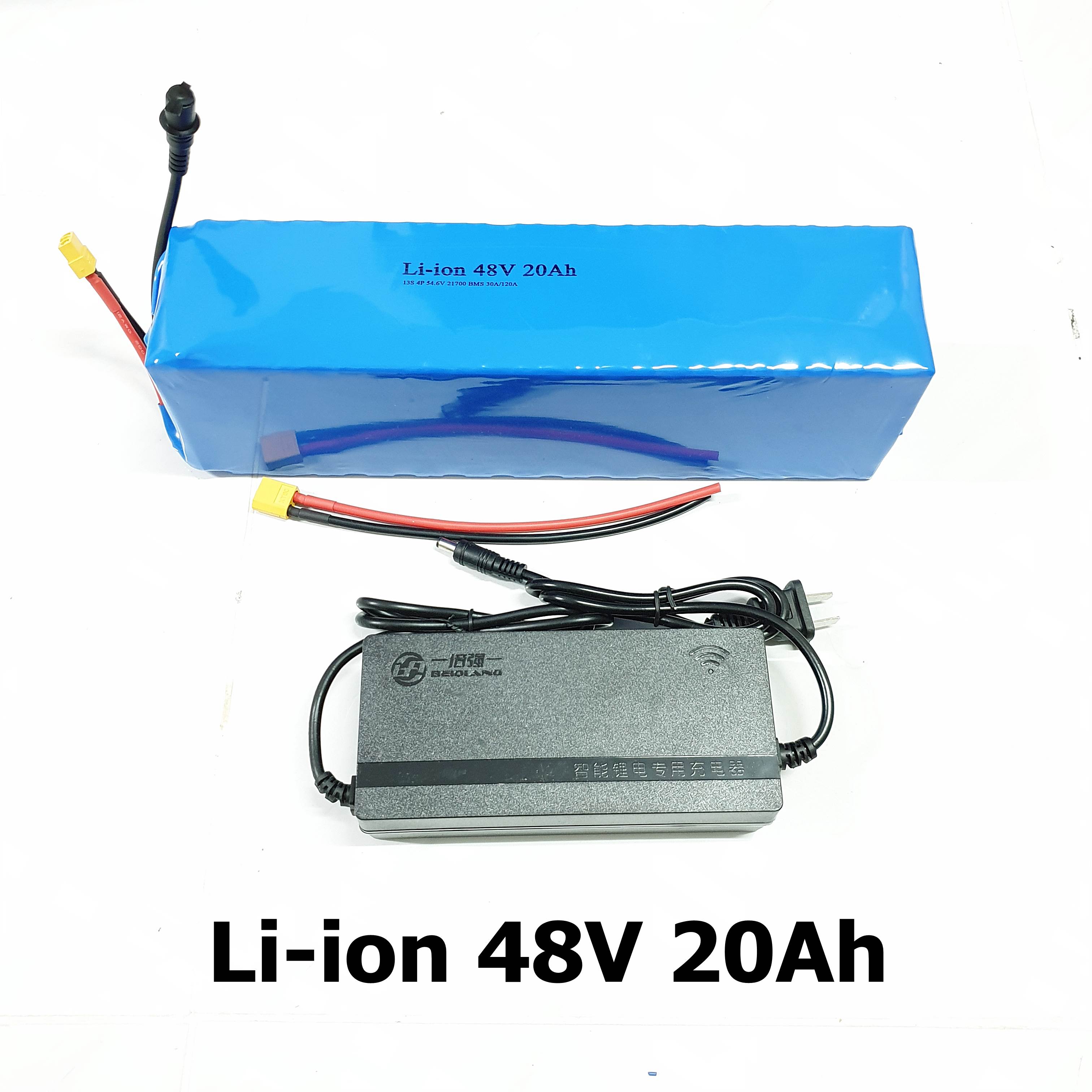 แบตเตอรี่ลิเธียมไอออน Li-lon 48V 20Ah (54.6V )พร้อมที่ชาร์จ สำหรับรถจักรยานไฟฟ้าขนาดมอเตอร์ 48V ...