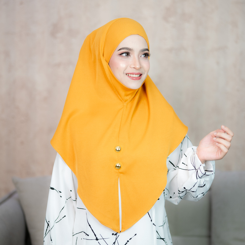 HK96 ผ้าคลุมแบบสวมสำเร็จ หน้าตุรกี กระดุมทอง ฮิยาบ ผ้าคลุมผม มุสลิม แบบ ...