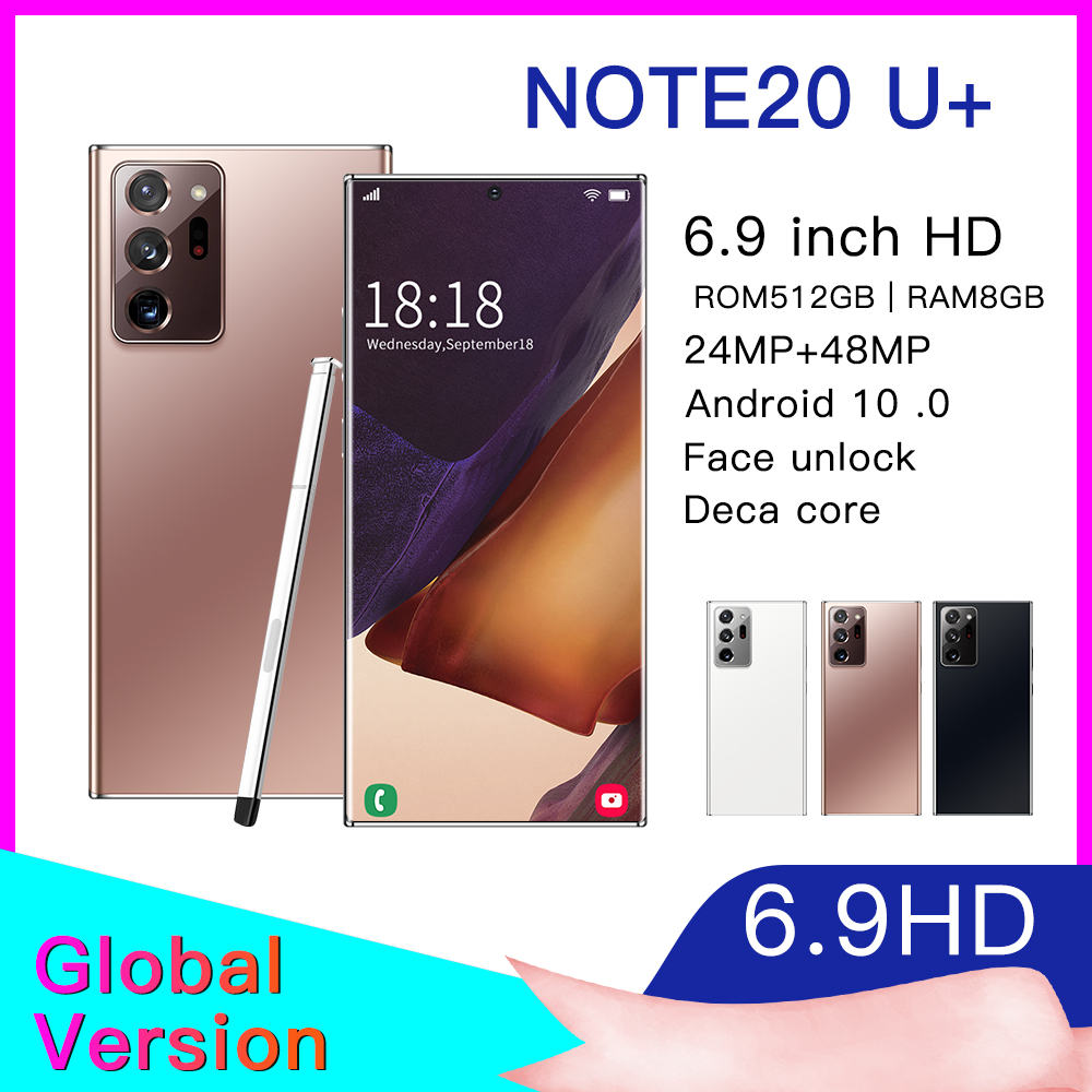 （รวมสไตลัส）โทรศัพท์มือถือNote 20U+ 6.9นิ้ว มือถือราคาถูก8G+512G Android ...