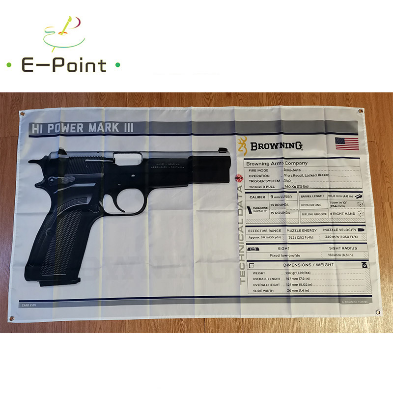 Browning HI Power Mark III Flag 3ft*5ft (90*150cm) Size Decorations for ...
